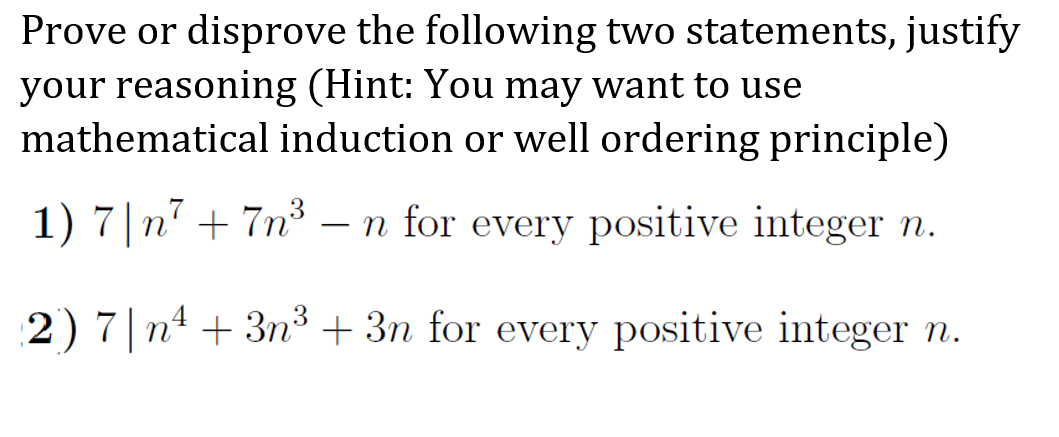 Solved Prove or disprove the following two statements, | Chegg.com
