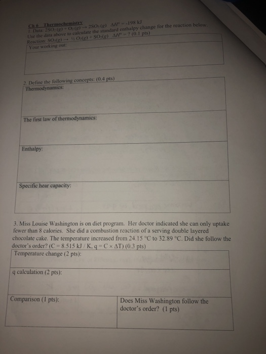 Solved Chapter 6 Thermochemistry | Chegg.com
