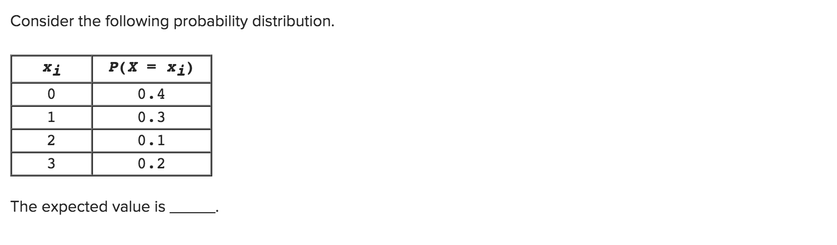 Solved Consider the following probability distribution. Xi | Chegg.com