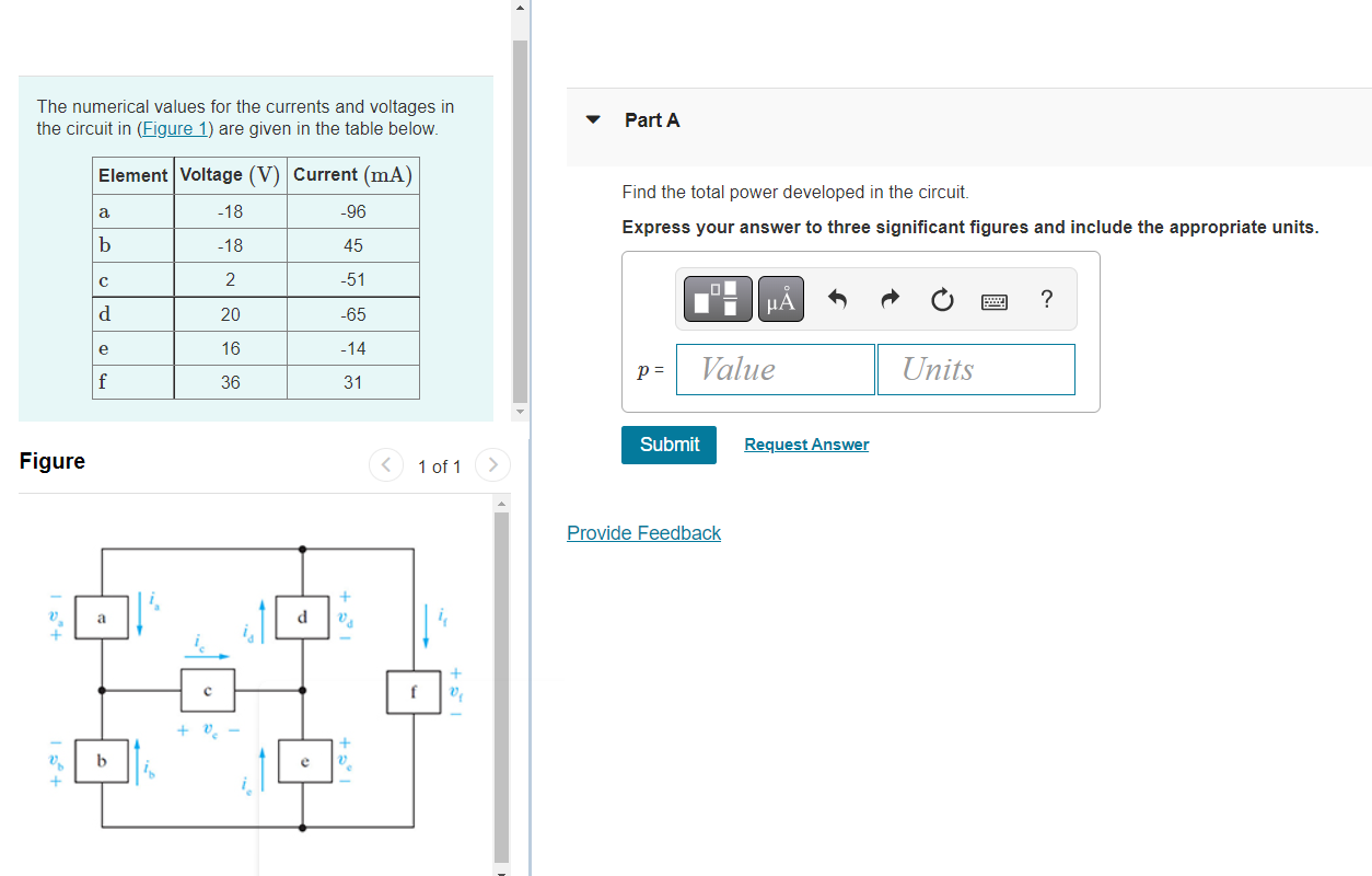 Solved The numerical values for the currents and voltages in | Chegg.com