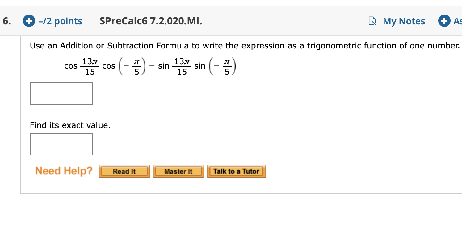 Solved 6. + -/2 points SPreCalc6 7.2.020.MI. RMy Notes + As | Chegg.com