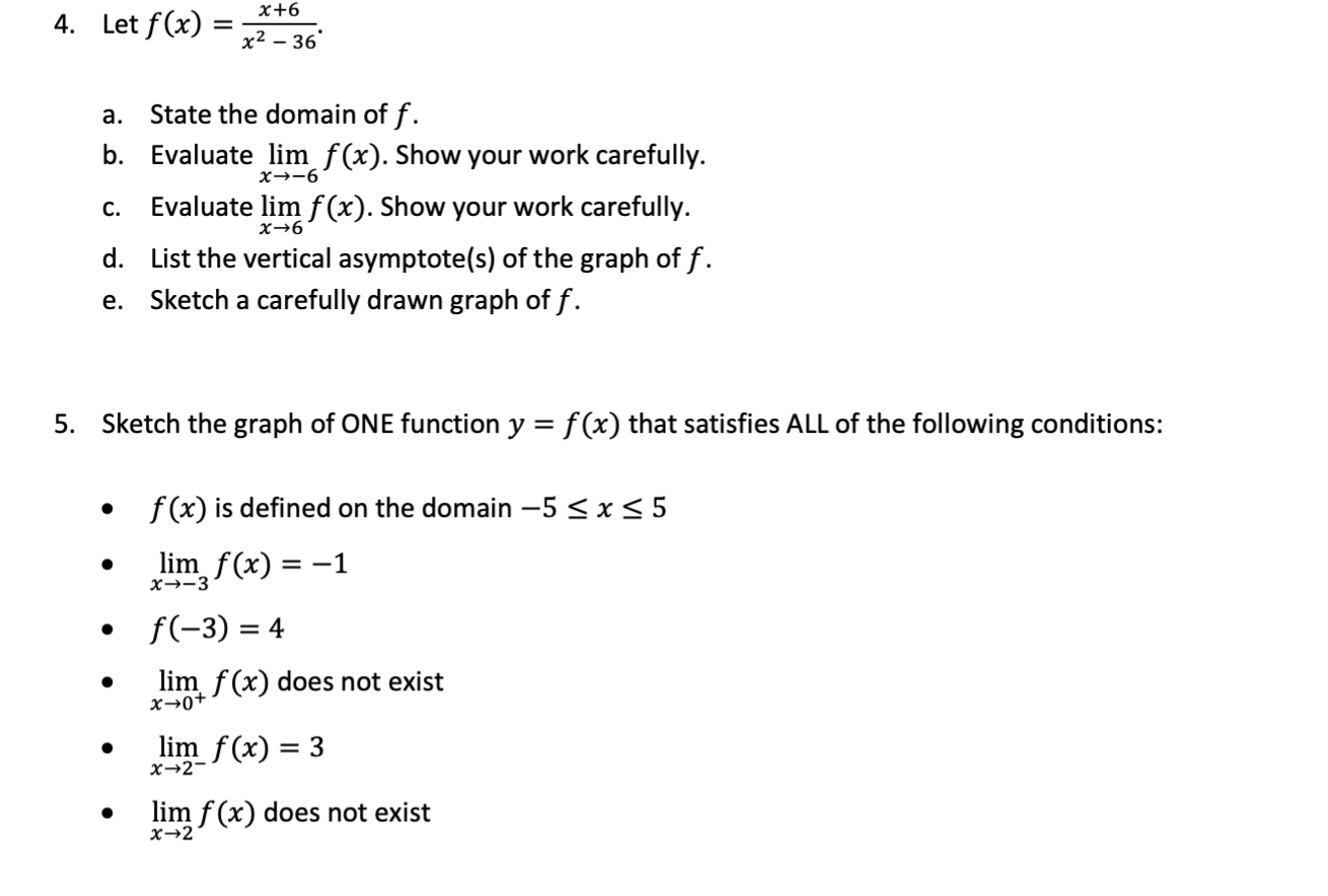 Solved 4. Let f(x)=x2−36x+6. a. State the domain of f. b. | Chegg.com