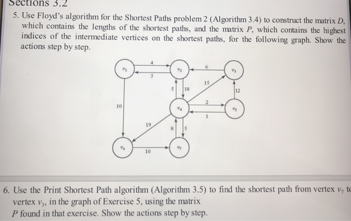 Solved Séctions 3.2 5. Use Floyd's algorithm for the | Chegg.com Solved Séctions 3.2 5. Use Floyd's algorithm for the | Chegg.com