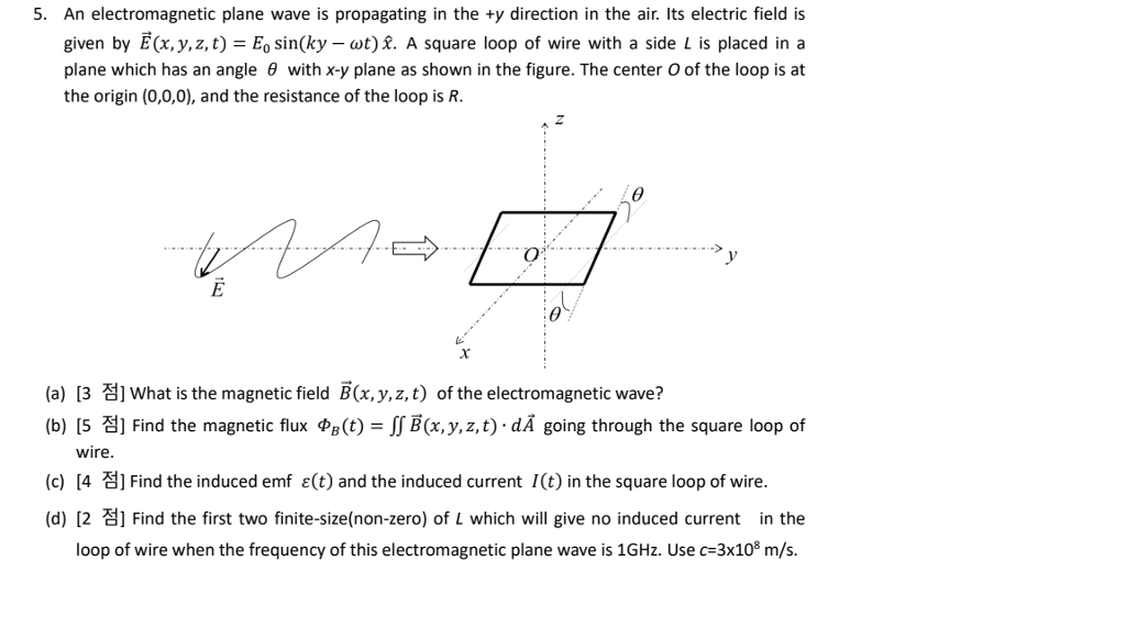 Solved 5. An electromagnetic plane wave is propagating in | Chegg.com