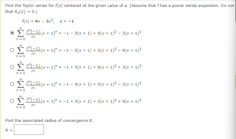 Solved Find the Taylor series for f(x) centered at the given | Chegg.com