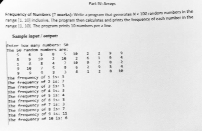 Solved Part N Arrays F Numbers 7 Marks Write Program That 5159