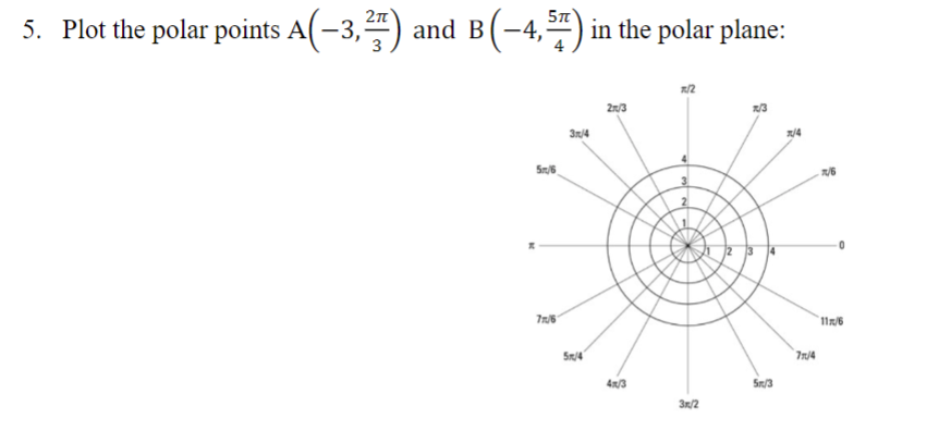 Solved 5. Plot the polar points A(−3,32π) and B(−4,45π) in | Chegg.com