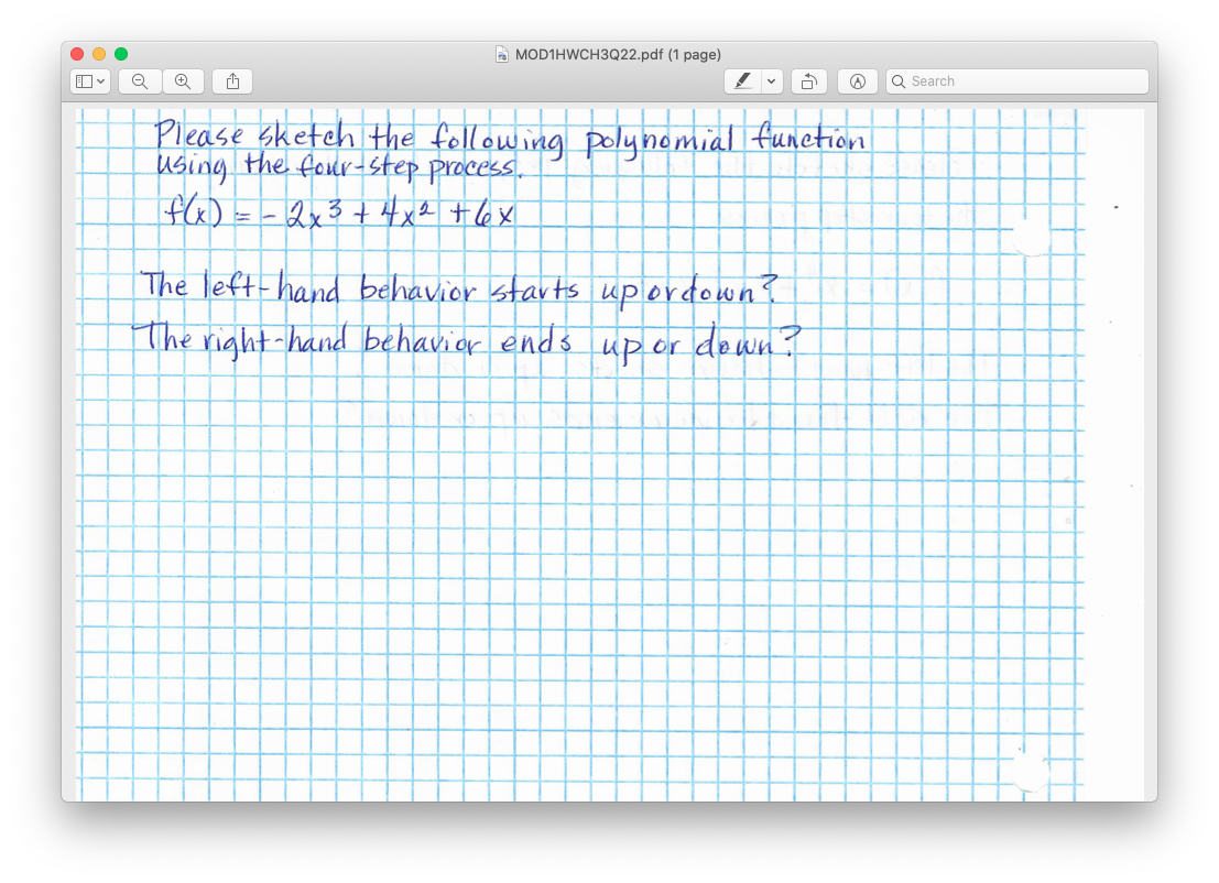 Solved Please sketch the following polynomial function using | Chegg.com