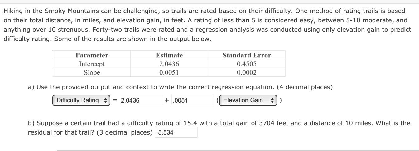 Solved Hiking in the Smoky Mountains can be challenging, so | Chegg.com