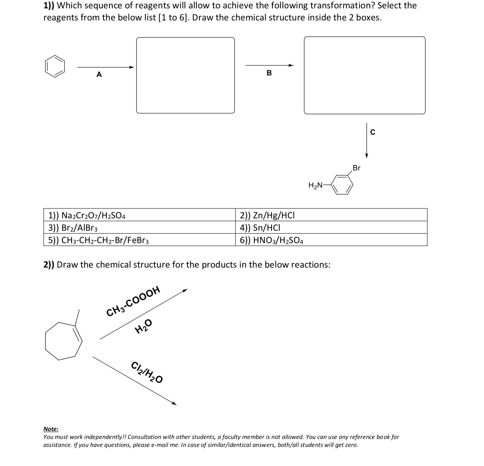 1)) Which sequence of reagents will allow to achieve | Chegg.com