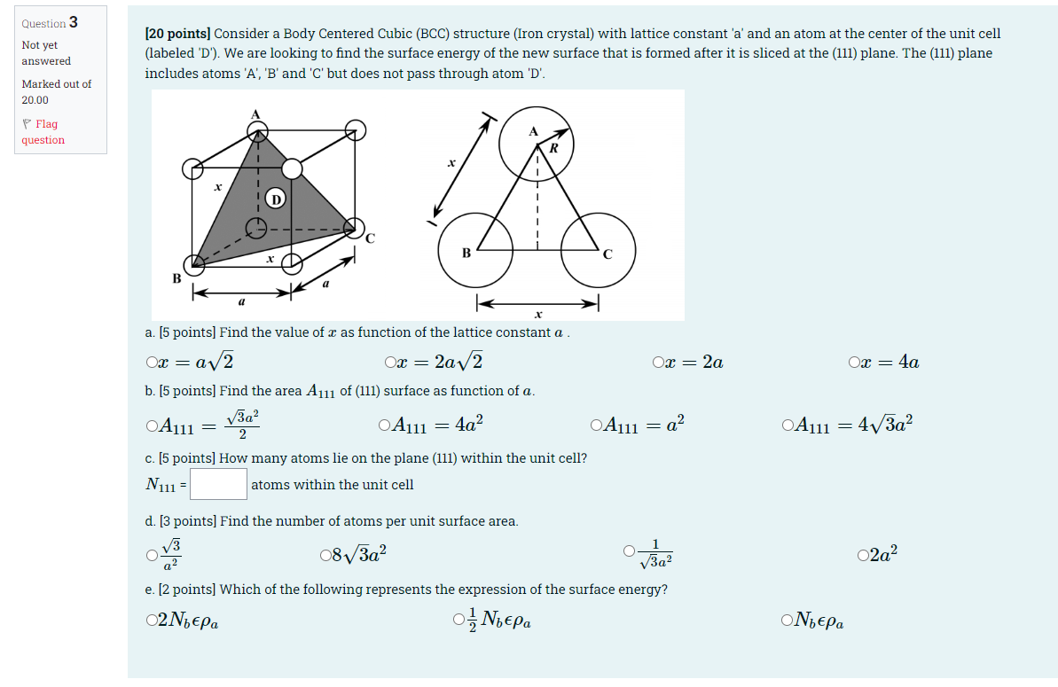 Solved [20 points] Consider a Body Centered Cubic (BCC) | Chegg.com