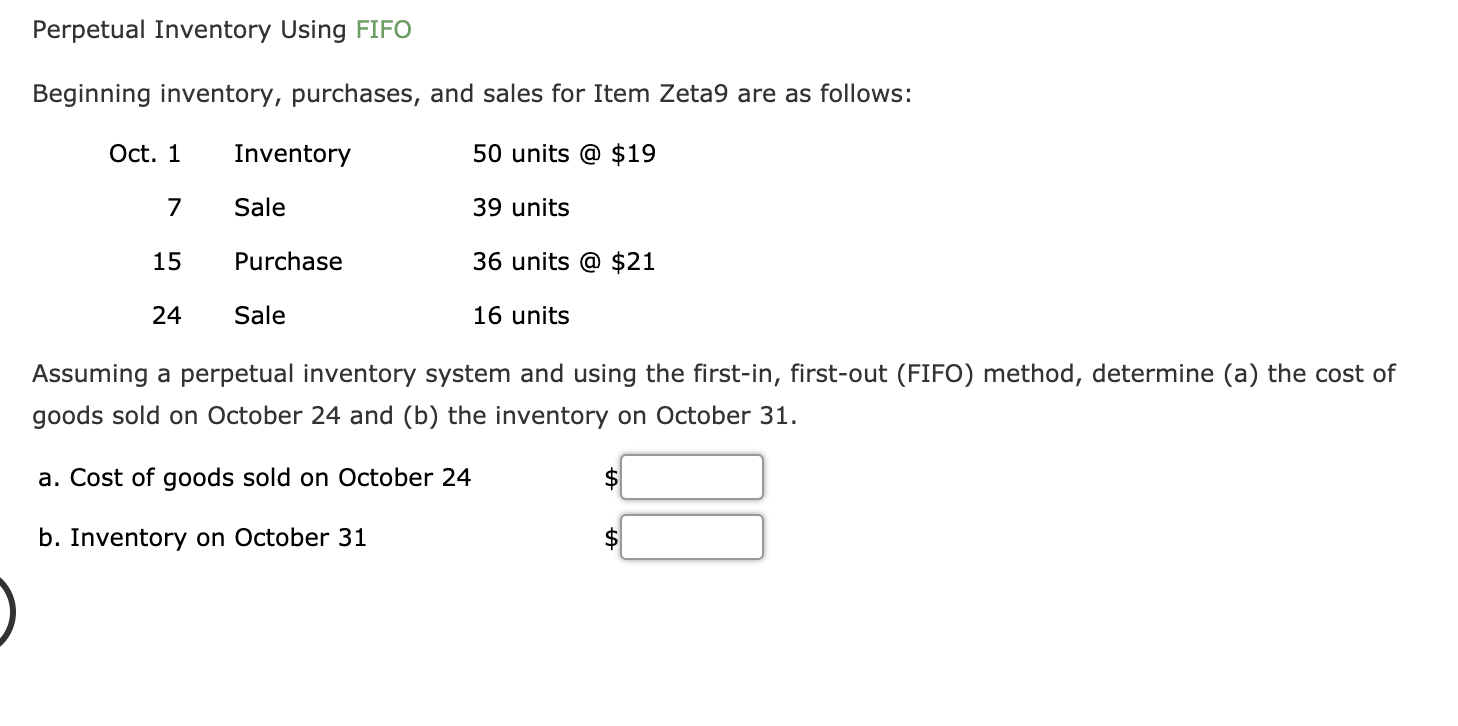 Solved Perpetual Inventory Using FIFO Beginning inventory, | Chegg.com