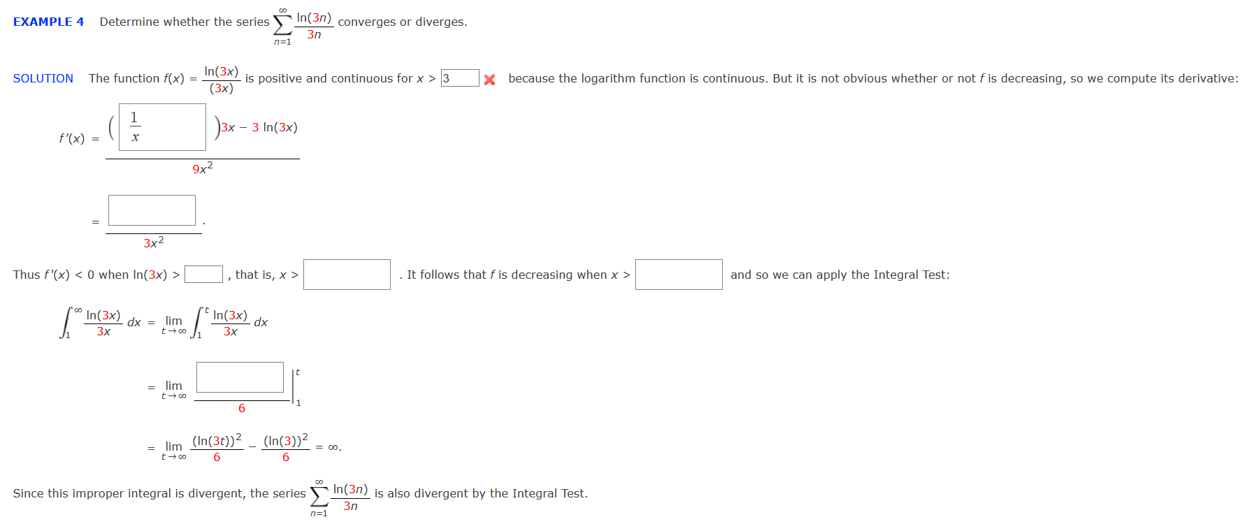 Solved EXAMPLE 4 Determine whether the series In(3n) | Chegg.com
