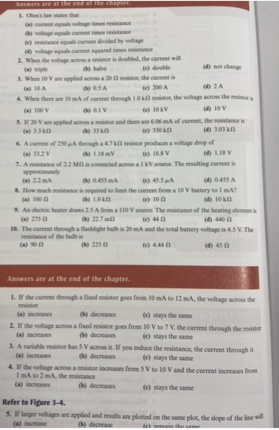 Solved Answers are at the end of the chapter. 1. Ohm's law | Chegg.com