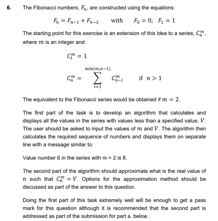 Solved 6. The Fibonacci numbers, Fn, are constructed using | Chegg.com
