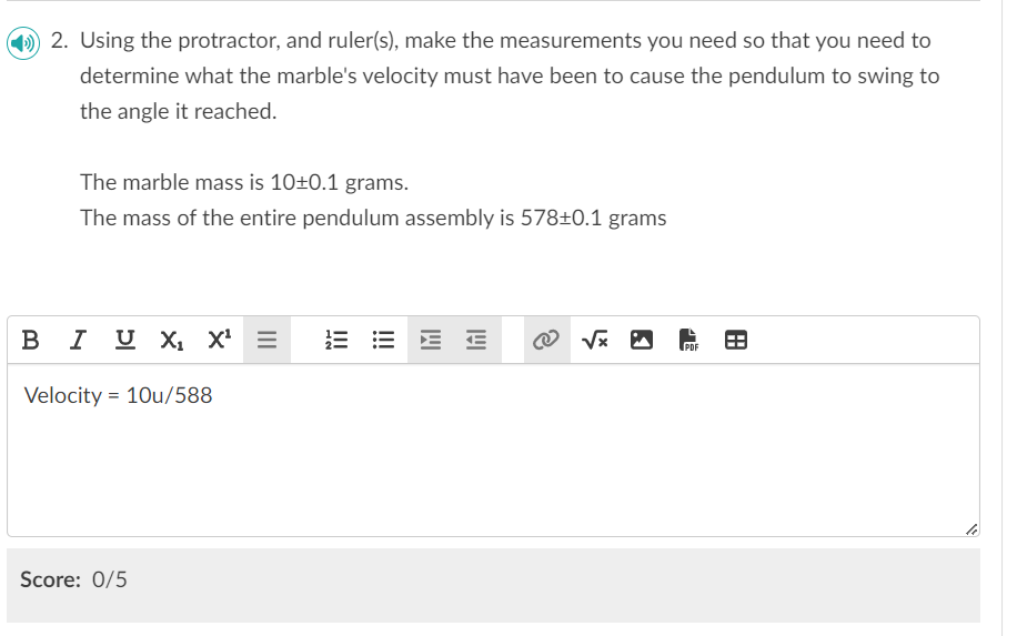 Part 1: Predict the Velocity of the Marble air. You | Chegg.com
