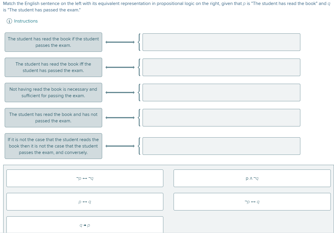 Solved Match the English sentence on the left with its | Chegg.com