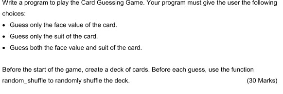 Solved Write a program to play the Card Guessing Game. Your | Chegg.com