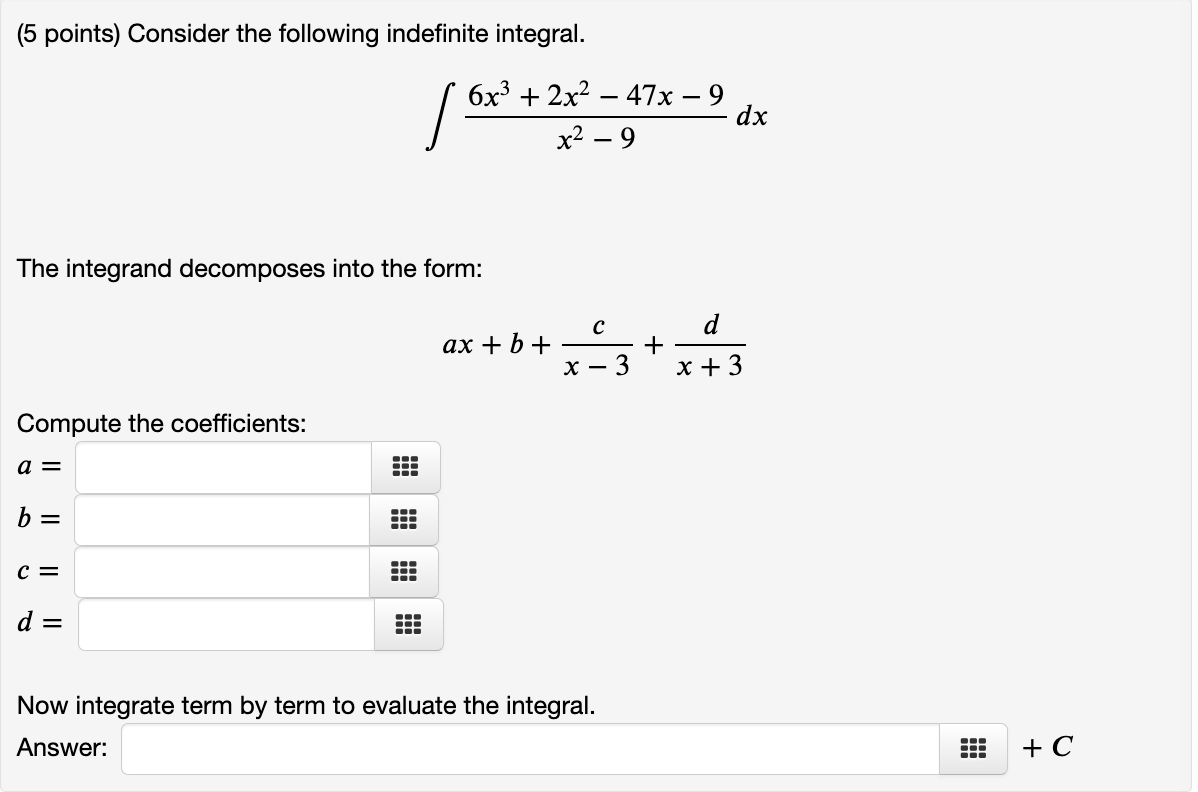 Solved (5 points) Consider the following indefinite | Chegg.com