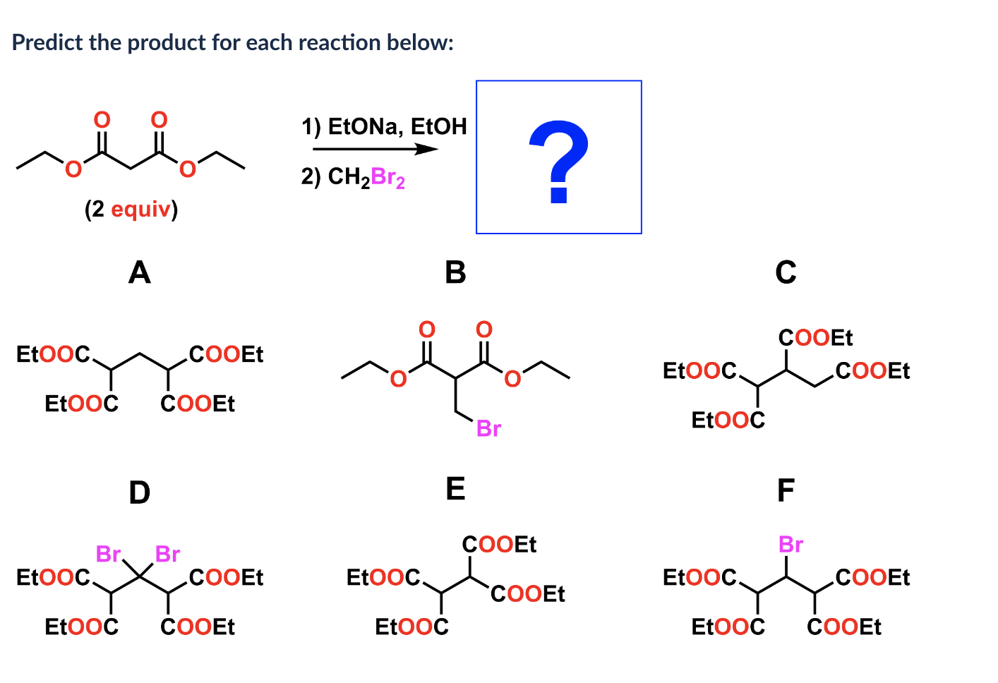 Solved Predict the product for each reaction below: (2 | Chegg.com