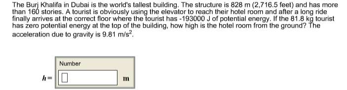 Solved The Burj Khalifa in Dubai is the world's tallest | Chegg.com