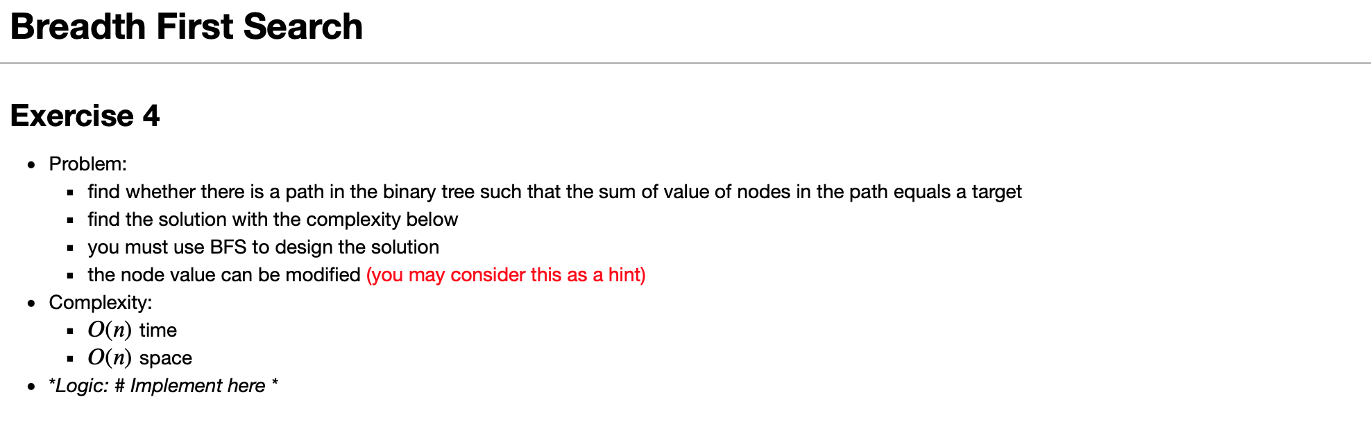 Solved Breadth First Search Exercise 4 • Problem: • find | Chegg.com