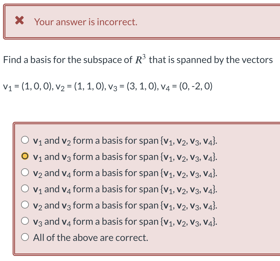 Solved Find a basis for the subspace of R3 ﻿that is spanned | Chegg.com