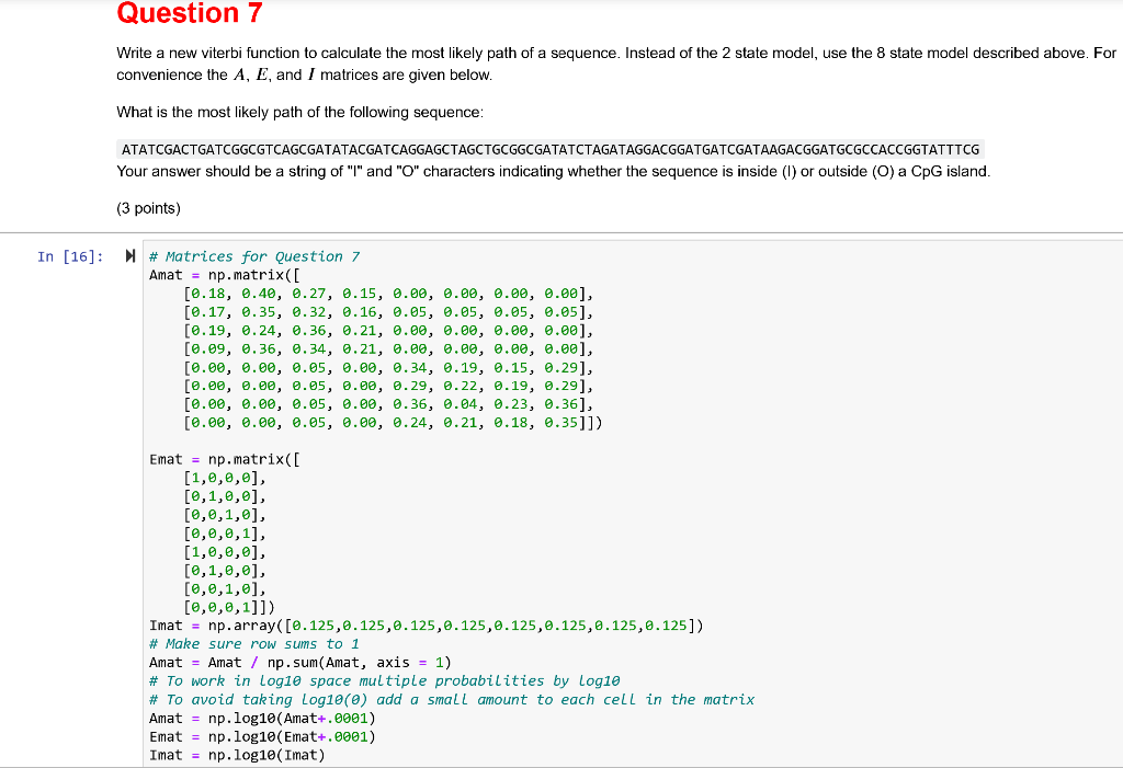 Write a new viterbi function to calculate the most | Chegg.com