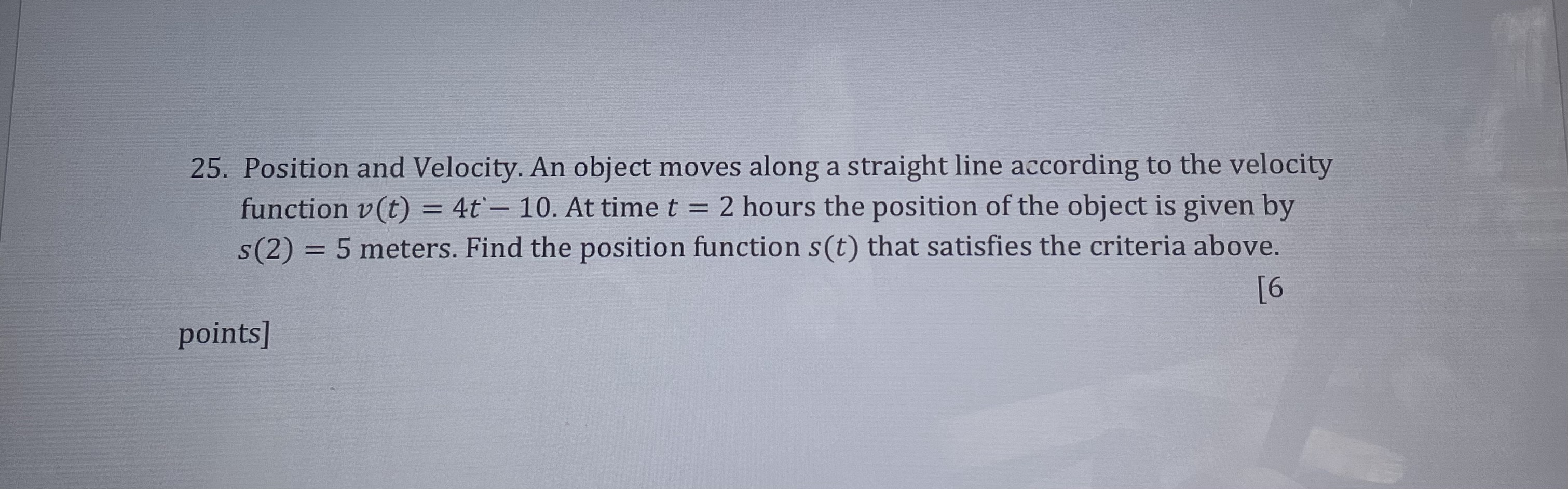 Solved Position And Velocity An Object Moves Along A