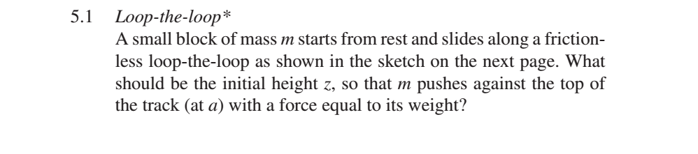 Solved 5.1 Loop-the-loop* A small block of mass m starts | Chegg.com
