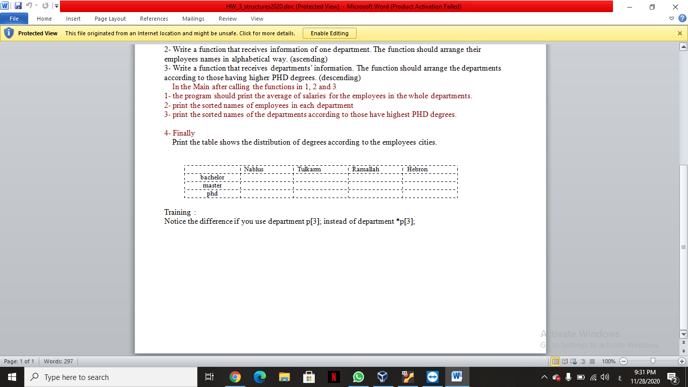 Solved Wij X Hw 3 Structures2020 Doc Protected View