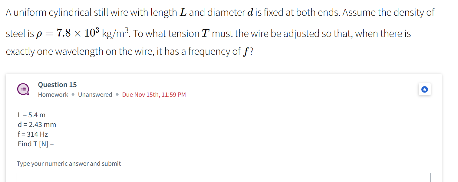 Solved A uniform cylindrical still wire with length L and | Chegg.com