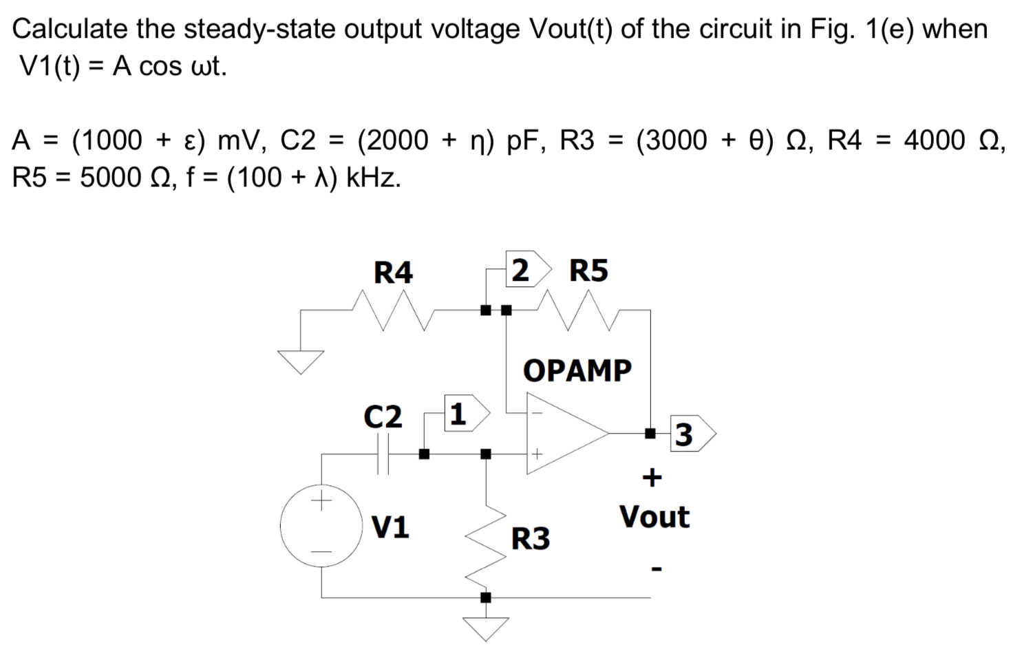 Solved Calculate the steady-state output voltage Vout(t) ﻿of | Chegg.com