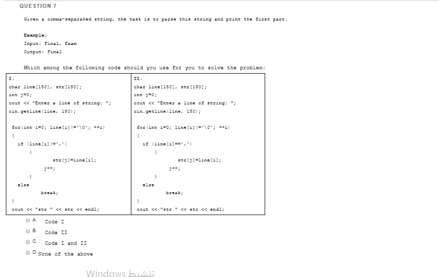 Solved QUESTION 7 Given a comma-separated string, the task | Chegg.com