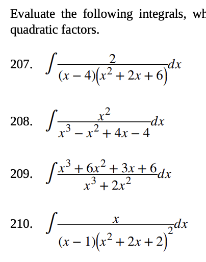 Solved Evaluate the following integrals, wl quadratic | Chegg.com