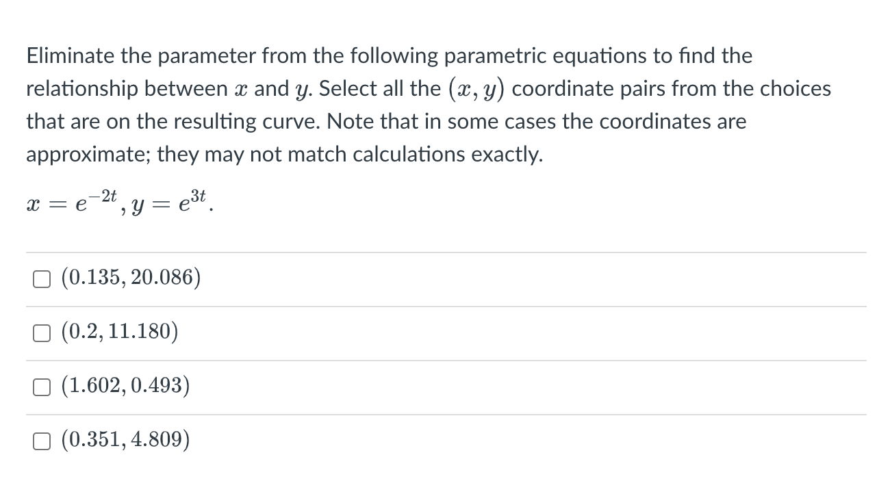 Solved Eliminate the parameter from the following parametric | Chegg.com