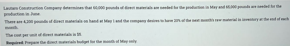 Solved Lautaro Construction Company determines that 60,000 | Chegg.com