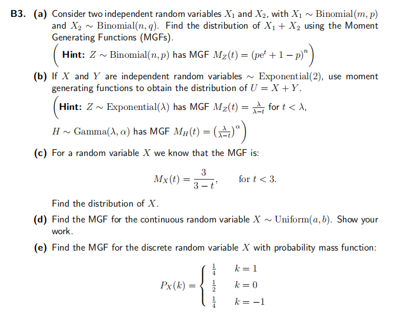 Solved B3 A Consider Two Independent Random Variables 3309