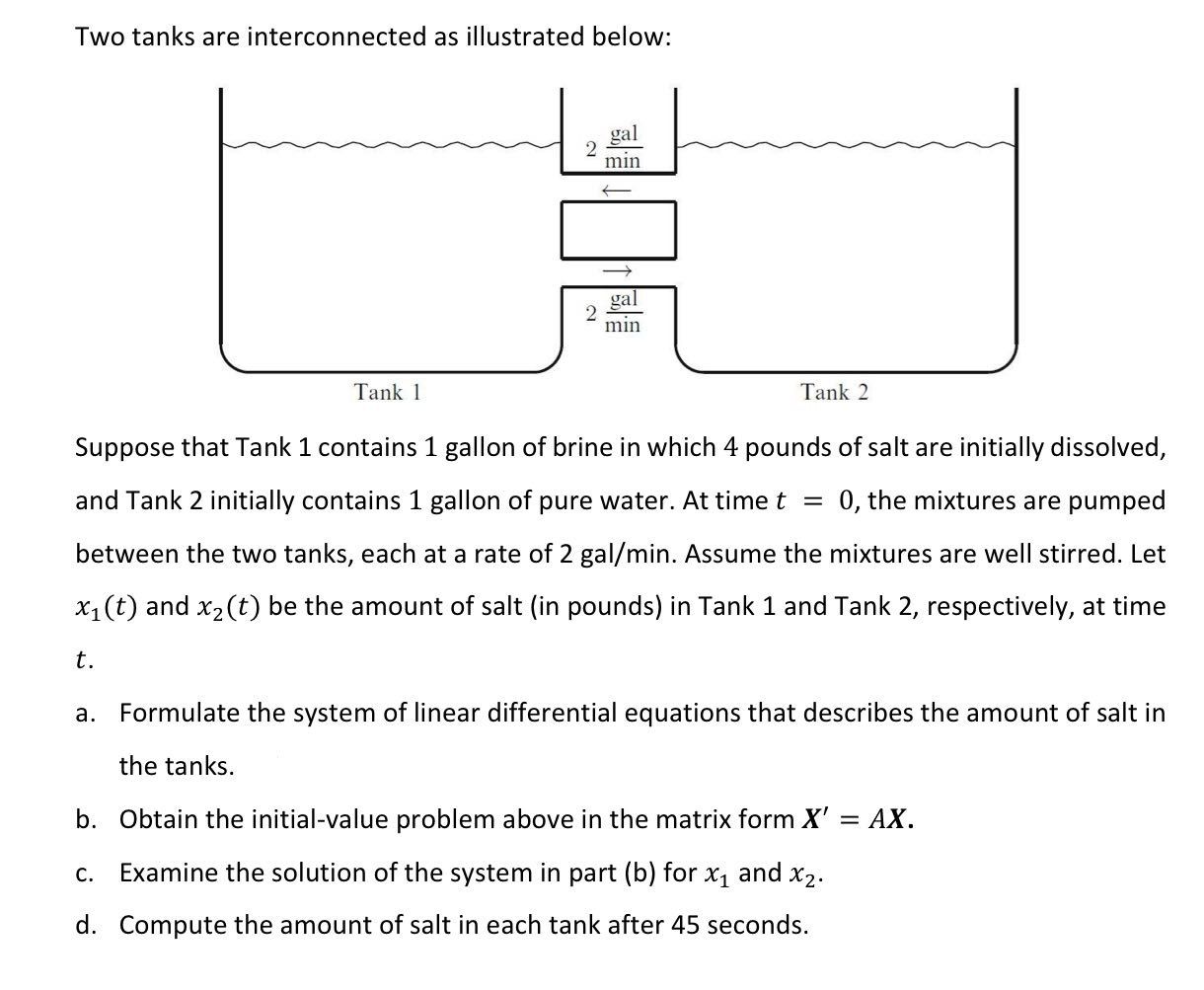 Solved helpTwo tanks are interconnected as illustrated | Chegg.com