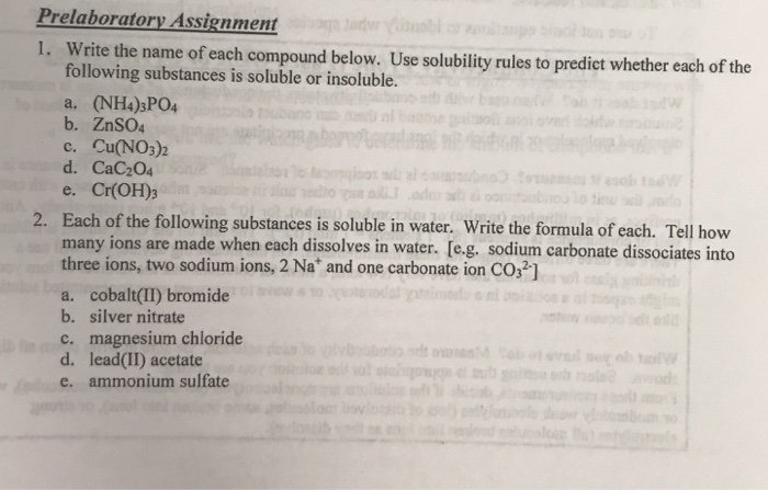 Solved Prelaboratory Assignment 1. Write the name of each | Chegg.com
