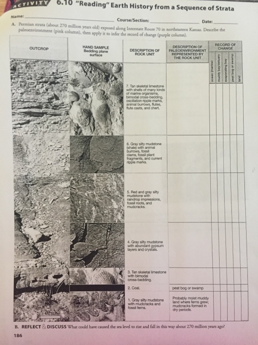"Reading" Earth History from a Sequence of Strata | Chegg.com