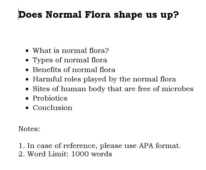 Solved Does Normal Flora shape us up? • What is normal | Chegg.com