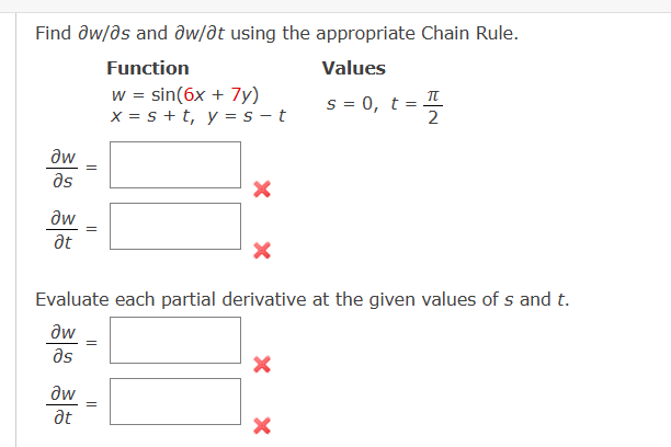 Solved Find ∂w/∂s and ∂w/∂t using the appropriate Chain | Chegg.com