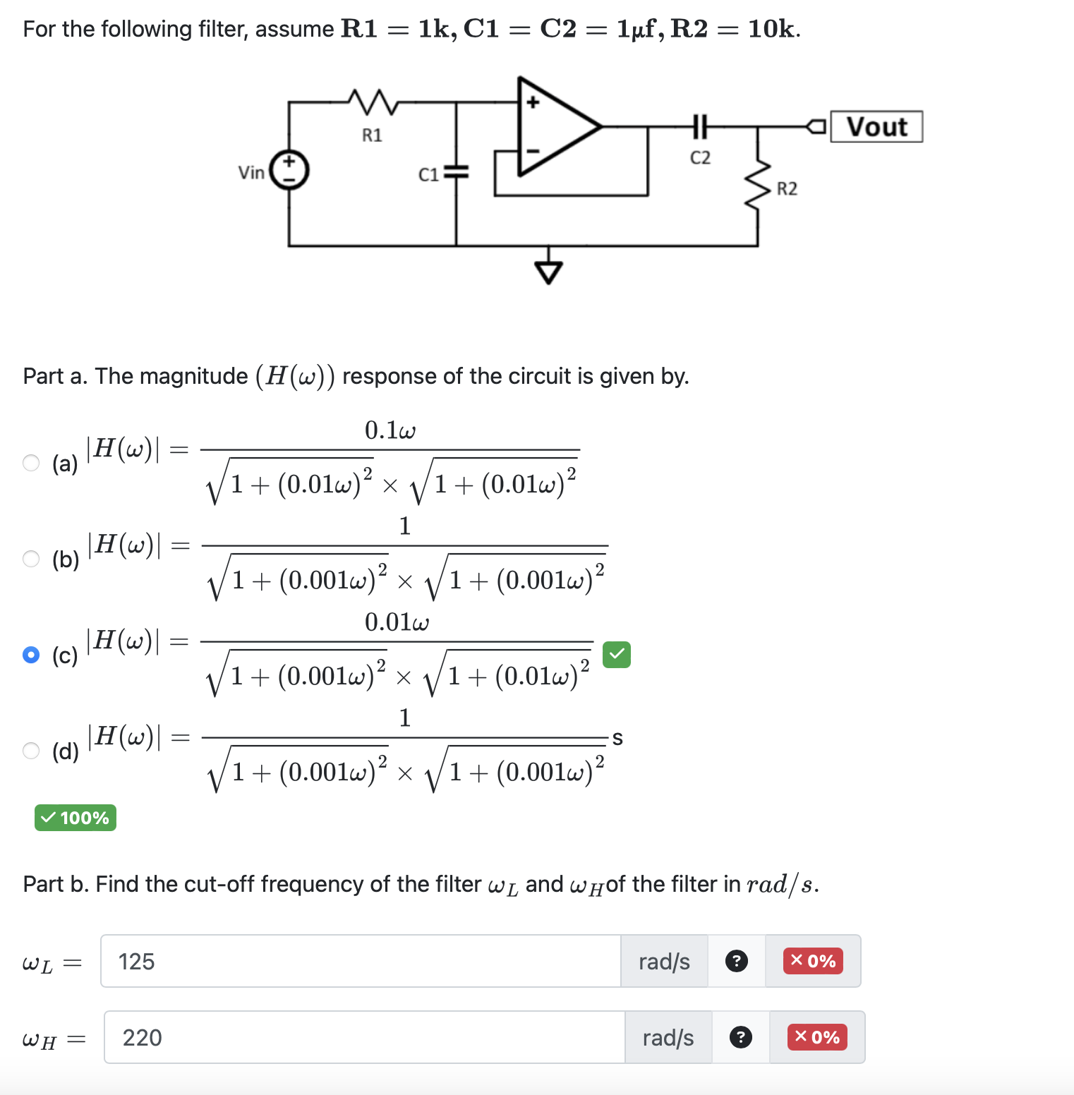 Solved For the following filter, assume | Chegg.com