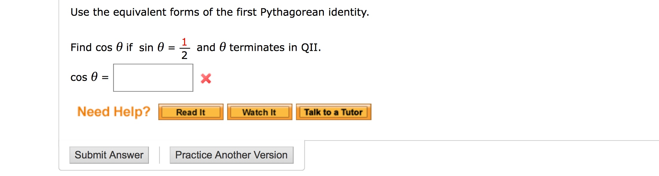 Solved Use the equivalent forms of the first Pythagorean | Chegg.com