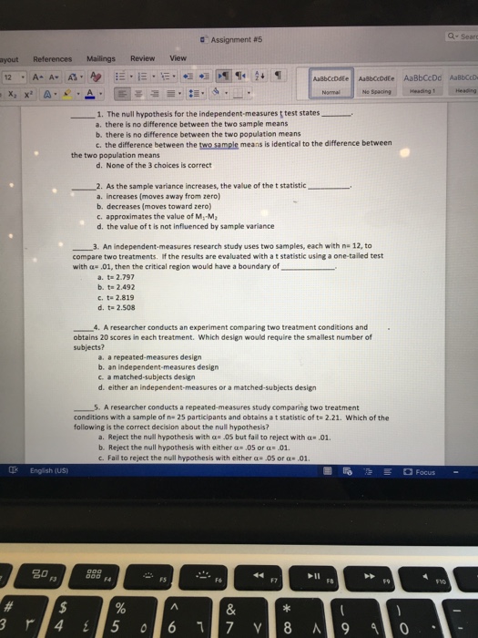 Solved Assignment 5 Ayout References Mailings Review View