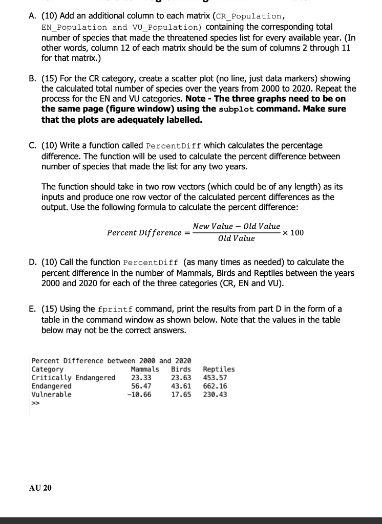 Directions: Using MATLAB, create a script file as | Chegg.com