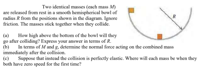Solved Two identical masses (each mass M) are released from | Chegg.com
