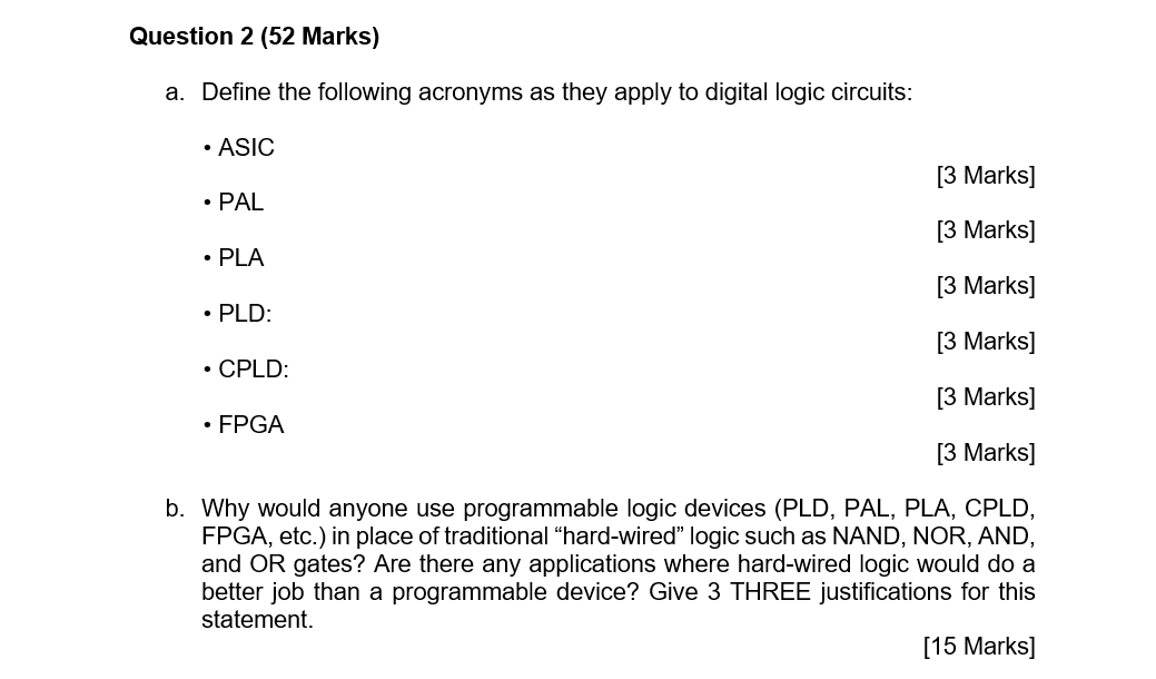 Solved a. Define the following acronyms as they apply to | Chegg.com