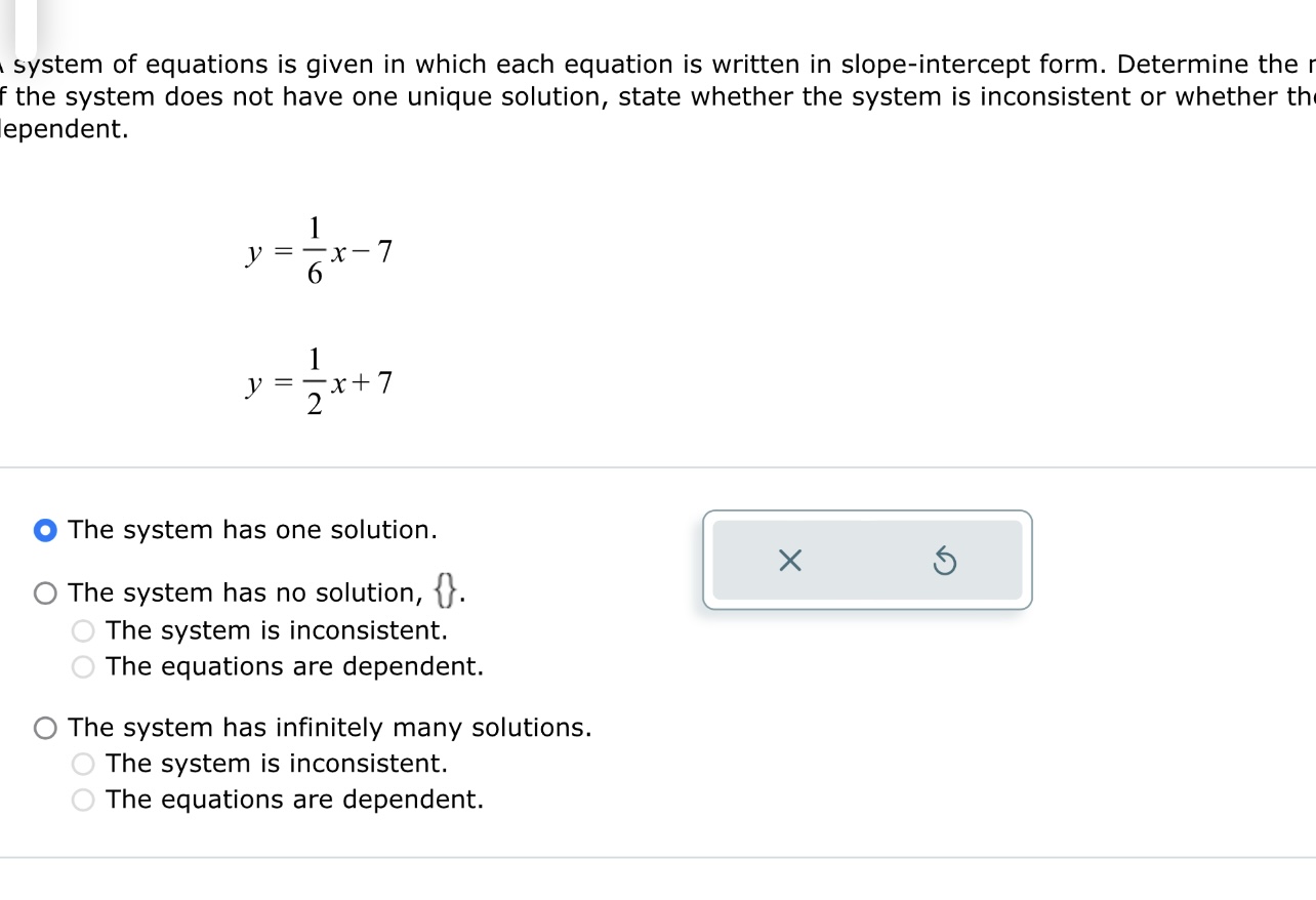 Solved System Of Equations Is Given In Which Each Equation